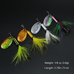 Fishing Lures 10pcs Spinner Lures Baits with Tackle Box, Bass Trout Salmon Hard Metal Rooster Tail Fishing Lures Kit by FOUCECLAUS