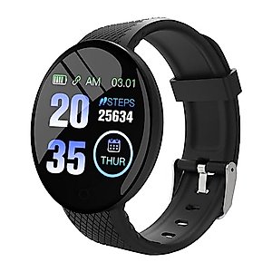 Viflosae 1.44-Inch Color Round Screen Smart Watch, Fashion Round Screen Health Data Recording Function Caller Id Watch, High Sensitivity, Single Button Control (Black)