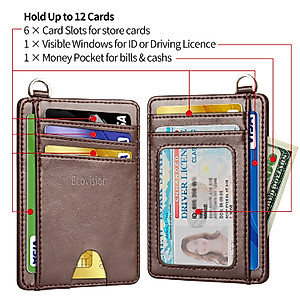 EcoVision Slim Minimalist Front Pocket Wallet, RFID Blocking Credit Card Holder Wallet with Detachable D-Shackle for Men Women