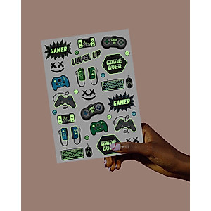 xo, Fetti Video Game Party Supplies Temporary Tattoos - 40 Glow in the Dark Styles | Videogame Birthday Favors, Decorations, Controller, Computer Keyboard, Gamer, Arcade