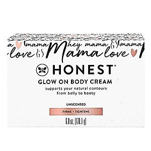 The Honest Company Honest Mama Glow On Body Cream | Hydrates, Firms, + Tightens Skin | Shea Butter, Avocado Oil, Vitamin E | 6 oz