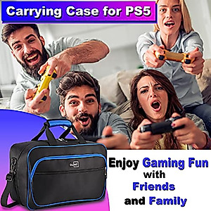 SWOJG Carrying Case for PS5, Protective Travel Bag for PS 5 Controller Console Games, Large Capacity Carry Case Compatible with Playstation 5 Disk Digital Edition, Gaming Headset and Game Accessories