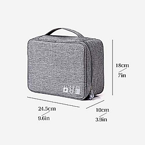 Electronics Organizer, OrgaWise Electronic Accessories Bag Travel Cable Organizer Three-Layer for iPad Mini, Kindle, Hard Drives, Cables, Chargers (Two-Layer-Grey)