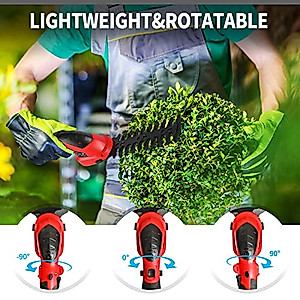AVID POWER Cordless Grass Shears 7.2V, 2-in-1 Electric Small Hedge Trimmer, Portable Handheld Grass Trimmer with Rechargeable Battery and Charger, Lightweight & Safe Grass Cutter for Garden, Lawn-RED