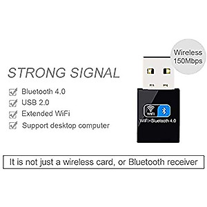 KuWFi WiFi+ Bluetooth 4.0 USB Wireless WiFi USB Adapter LAN Network LAN Card Portable Mini AP for Desktop Laptop