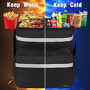 Insulated Food Delivery Bag&Insulated Food Delivery Backpack, Bundle Insulated Food Delivery Backpack, Thermal Delivery Bag For Hot Food Pizza Grocery,Insulated Food Delivery Bag with 4 Cup Holders