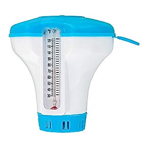 U.S. Pool Supply Spa, Hot Tub, Small Pool, 4-1/2" Diameter Floating Chlorine & Bromine Chemical Dispenser with 120° F Thermometer, Holds 1" or 1-1/2" Tablets - Adjustable Chemical Delivery