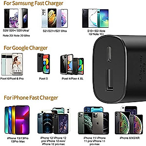 Type C Charger Fast Charging, 25W Super Fast Charger Type C, Dual Port USB C Charger Block with 6FT Android Charger Cable for Samsung Galaxy S22/S22 Ultra/S22+/S21/S21 Ultra/S21+/S21 FE/Note 20,2Pack