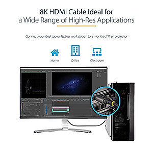 StarTech.com 3ft (1m) HDMI 2.1 Cable 8K - Certified Ultra High Speed HDMI Cable 48Gbps - 8K 60Hz/4K 120Hz HDR10+ eARC - Ultra HD 8K HDMI Cable - Monitor/TV/Display - Flexible TPE Jacket (HDMM21V1M)