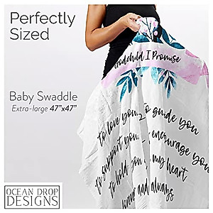 Ocean Drop Designs 100% Cotton Baby Blanket - Muslin Swaddle Blankets, Baby Swaddle, Newborn Swaddle, Receiving Blankets, Gender Neutral Baby Gift, Christian Baby Gifts, Baptism Gifts for Boys & Girls