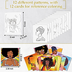 Ctosree 12 Pcs Pre Drawn Canvas for Painting for Adults 8" x 10" Sip and Paint Kit Pre Printed Canvas Bulk Stretched Afro Queen Paint Canvas Set for DIY Paint Party Favors(Women)