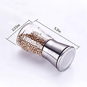 Stainless Steel Salt & Pepper Grinder with Lid, Ceramic Blades Glass Body Spice & Salt Shaker,Adjustable Coarseness Pepper & Salt Mill