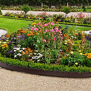 Hacaroa 40 Feet Landscape Edging Coil with 24 Anchoring Stakes, Plastic Terrace Board 4 Inch High, Decorative Grass Barrier Garden Edging Border for Lawn, Fence, Flower Bed, Wood Grain, Brown