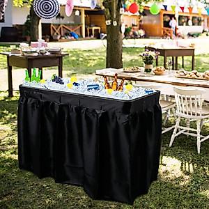 VINGLI 4 Foot Party Ice Cooler Folding Table, Portable Tailgate Camp Fishing Cleaning Table, Plastic with Matching Skirt, Ice Table for Party, BBQ, Camping,Picnic (Black)