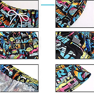 Andongnywell Women's Casual Shorts Quick-Drying Printed Waterproof Beach Pants Mini Pants Short Trousers (Multicolor 1,Large)