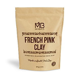 MB Herbals French Pink Clay 8 oz / 0.5 LB | Montmorrillonite Pink Clay (French Rose Clay) | Mild, Hydrating Clay for Sensitive, Matured & Acne-Prone Skin - Packing May Vary