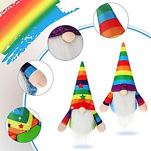 Skylety 6 Pieces Rainbow Gnome Pride Santa Ornament Plush Decorations Gnomes Santa Elf Table Ornaments Hanging Decorations Home Party Decor