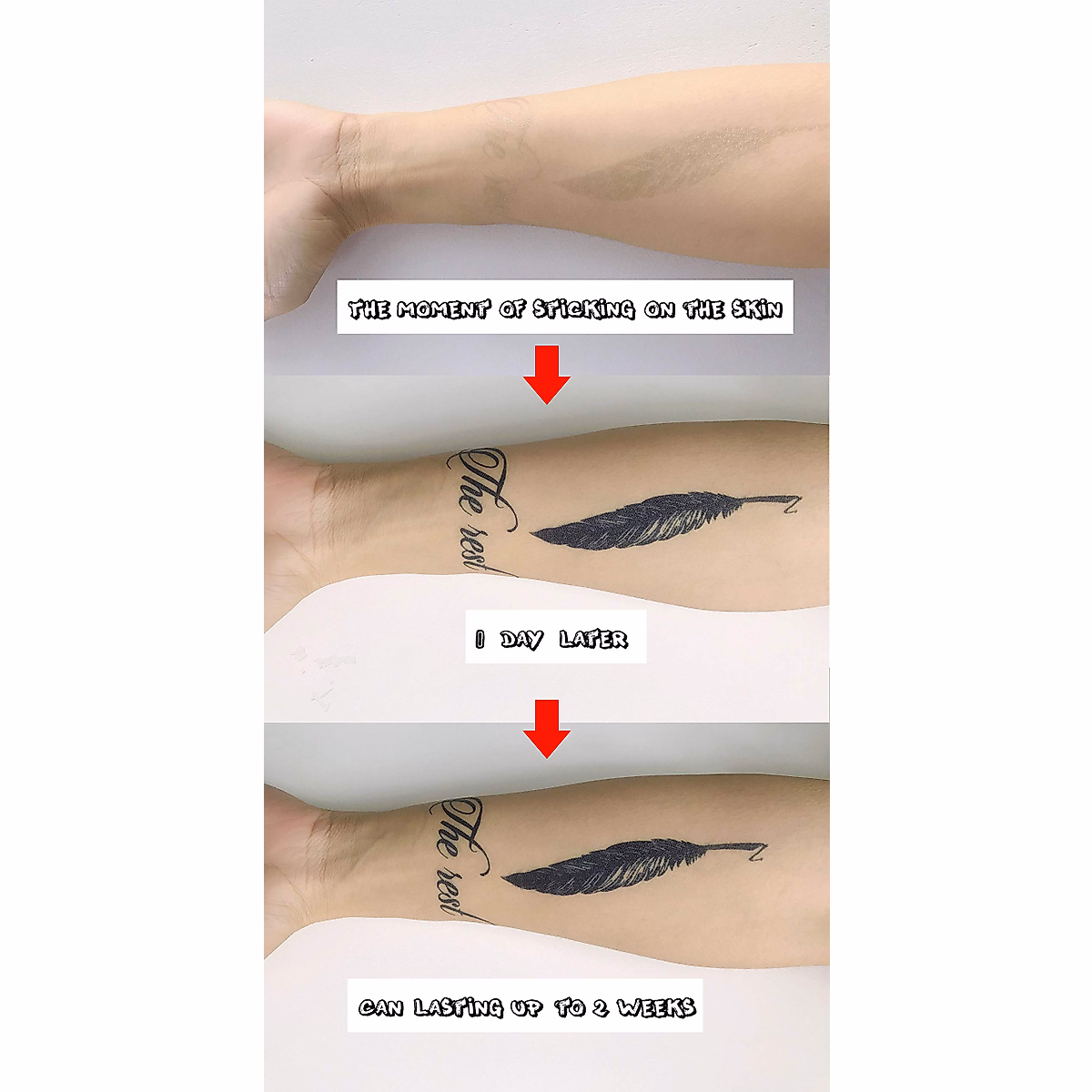 Semi Permanent Tattoos, 6-Sheet 2 Weeks Long Last Waterproof Small Cute Tattoos, 100% Plant-Based Ink Infinity Realistic Tattoos Sticker for Adult Children