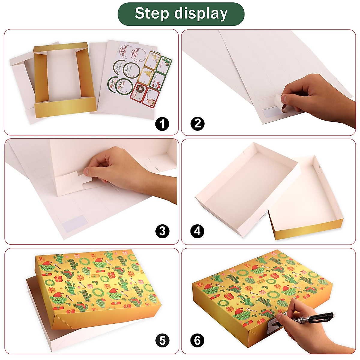 18 Gift Boxes with Lids for Presents, Assorted Christmas Wrapping Boxes for Extra Large Clothes, 12 Designs 4 Size Christmas Robes Shirt Box for Sweater, Xmas Holiday Present Box with 18 Gift Stickers