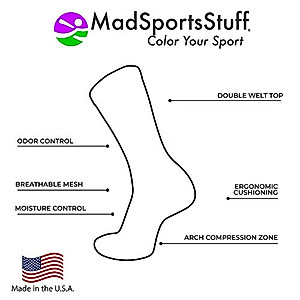 MadSportsStuff Basketball Logo Athletic Crew Socks, Medium - Black/Orange