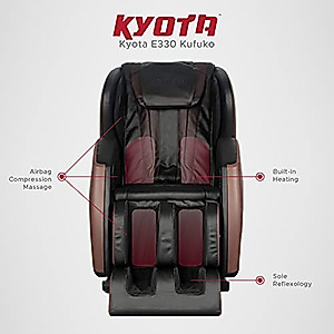 Kyota E330 Kofuko Zero-Gravity Massage Chair (Brown), Featuring 9 Auto-Programs, 5 Massage Techniques, Full Air, Foot Roller, and Lumbar Heat, Great for At-Home Salon or Pedicure Chair