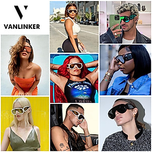 VANLINKER Oversized Round Sunglasses for Women Men Trendy One-Piece Mask Shades Fashion Big Lens Smooth Flat Top Frame VL9760