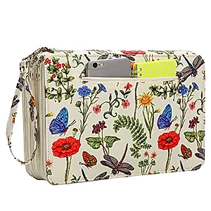 184 Slots Colored Pencil Case-Twill Oxford Pencil Holder with Zipper Closure Colored Pencil Orangizer for Watercolor Pens or Markers Large Capacity Pencil Case for Artist or Student (Pattern White)
