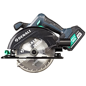 Amazon Brand - Denali by SKIL 20V 6-1/2 Inch Cordless Circular Saw Kit with 4.0Ah Lithium Battery and 2.4A Charger, Blue