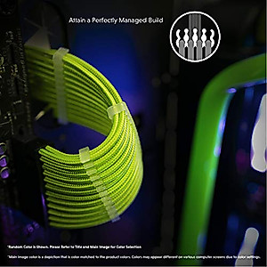LINKUP - AVA 30cm PSU Cable Extension Sleeved Custom Mod GPU PC Braided w/Comb Kit | 1 x 24 P (20+4) | 2 x 8 P (4+4) CPU | 2 x 8 P (6+2) GPU Set | 300mm - GreenBlack