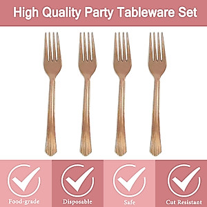 50th Birthday Tableware for Women - 96Pcs 50th Birthday Plates and Napkins | Rose Gold Party Supplies 50th Fabulous Happy Birthday Tableware Set | Cheers to 50 Years Party Decorations Serves 24 Guests