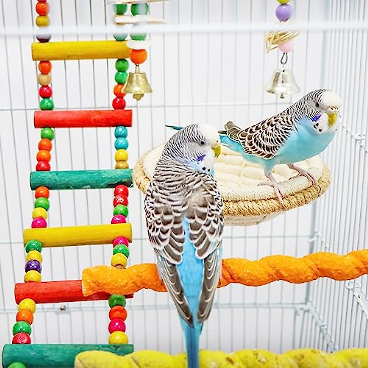 DQITJ Bird Breeding Nest Canary Finch Parrot Weave Cotton Rope Nest Cage Perch Hatching House (5.2 inch)