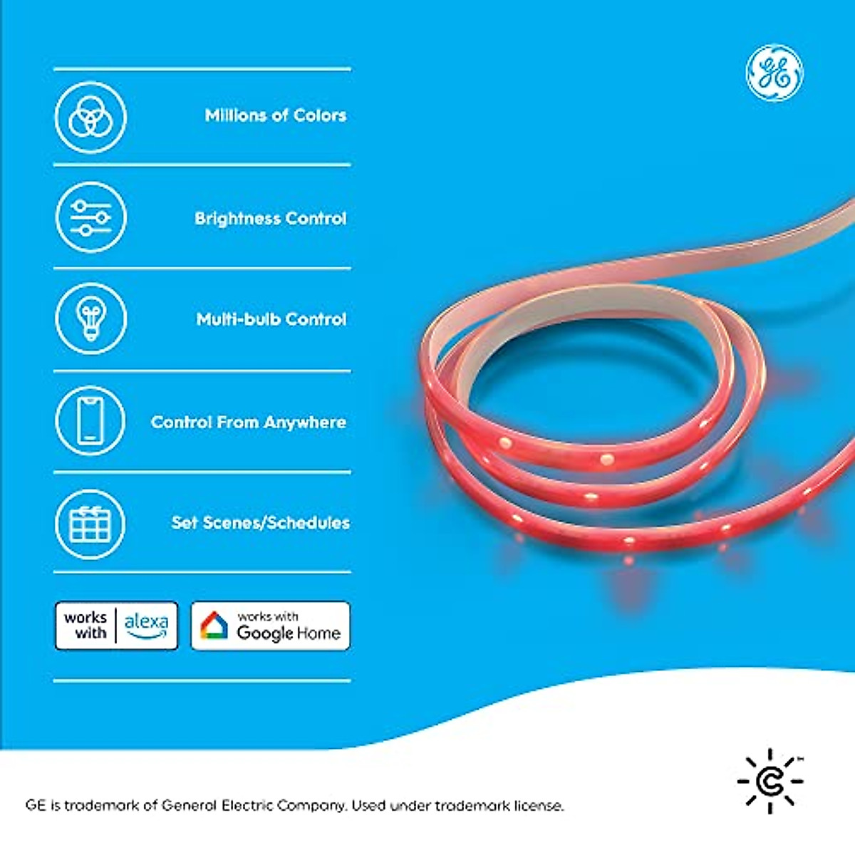 GE CYNC Smart LED Light Strip Extension, Color Changing Lights, Bluetooth and Wi-Fi Lights, Works with Alexa and Google Home, Requires GE CYNC LED Light Strip (sold separately), 40 Inches (1 Pack)