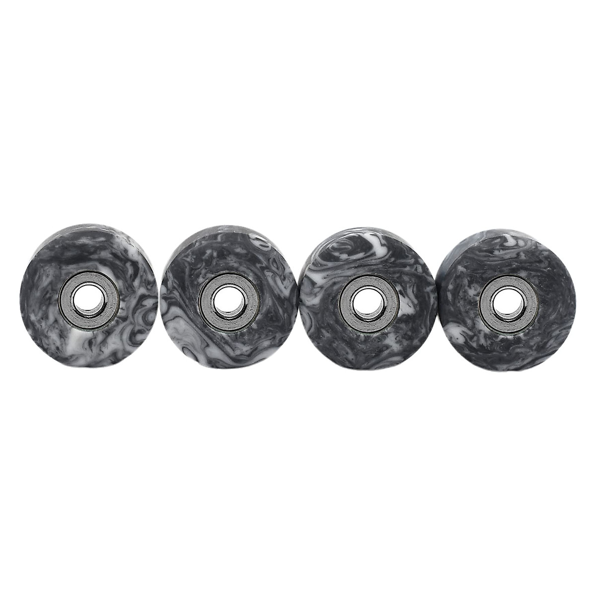 Teak Tuning Apex 61D Urethane Fingerboard Wheels - New Street Shape, 7.7mm Diameter - Ultra Spin Bearings - Made in The USA - Grey & White Swirl Colorway