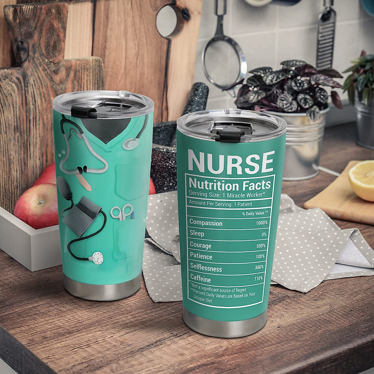 20oz Nurse Nutrition Facts Nurse Tumbler Cup, Insulated Travel Cup with Lid, Coffee Thermos for Women, Gifts for Women, Birthday Gifts for Mom, Daughter, Sister, Friends, Girlfriends, Coworker