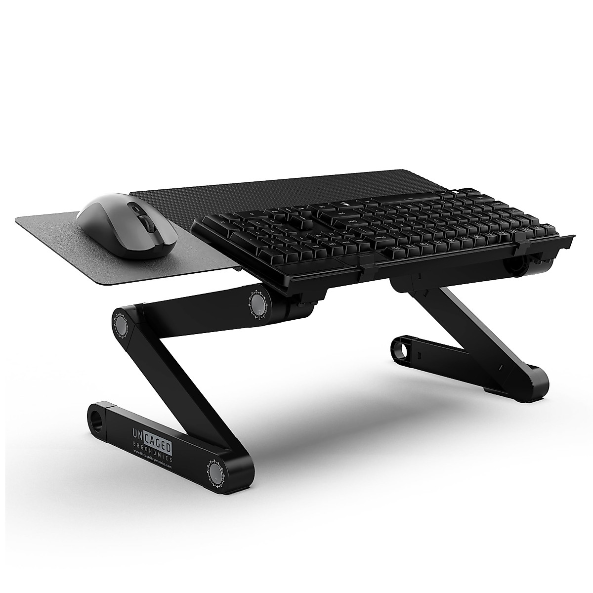 WorkEZ Keyboard and Mouse Tray ergonomic on-desk riser stand adjustable height angle negative tilt Raise computer keyboards to Standing Height sit stand-up standing accessories lift black