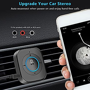 IDIGMALL 2023 Latest Bluetooth 5.3 Audio Receiver for Speaker, Wireless 3.5mm Aux Hi-Fi Music Adapter w/Noise Cancelling Mic & Hands-Free for Car Stereo Home Amp w/Headphones Jack/RCA, 20H Playtime