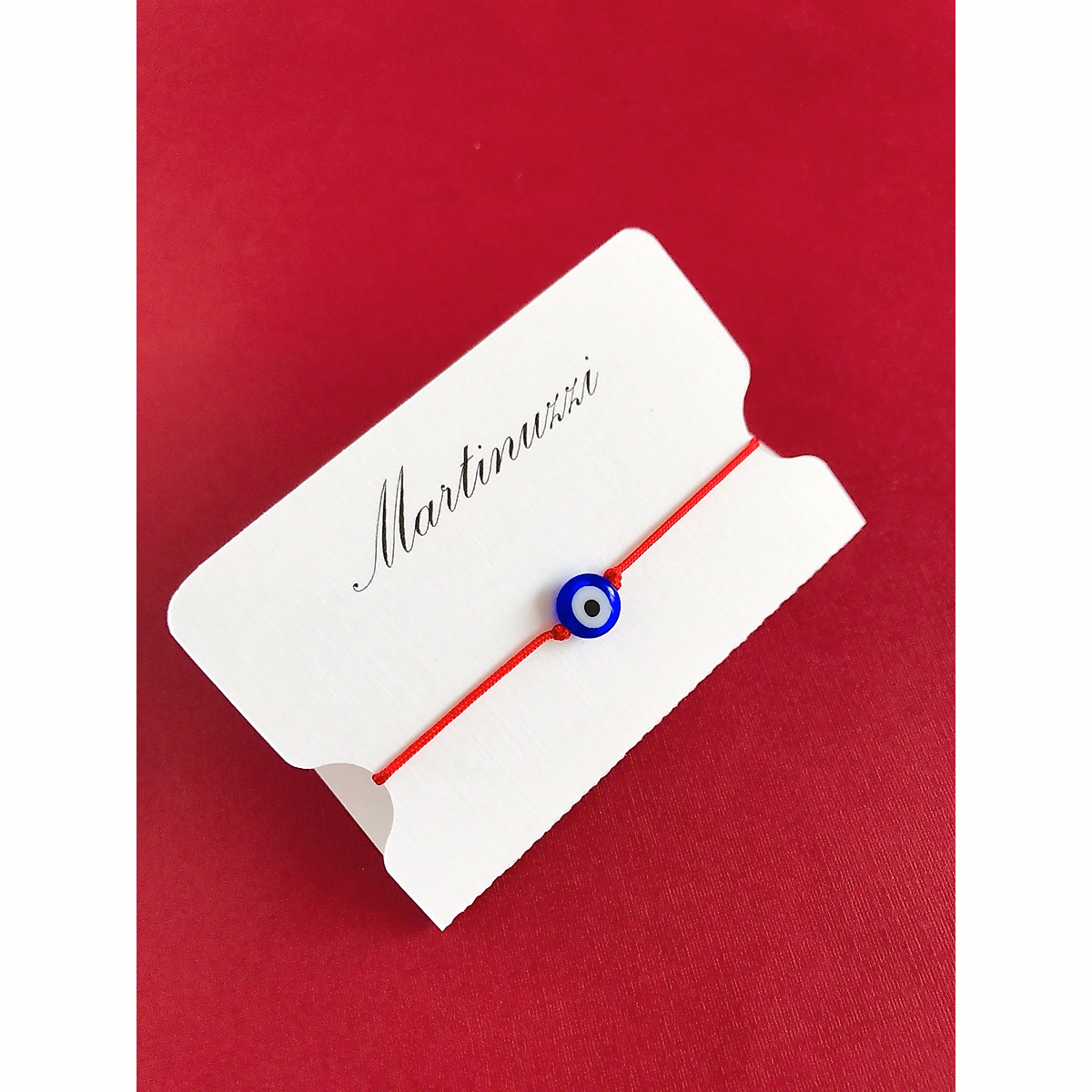 Martinuzzi Accessories Evil Eye Red String Bracelet. Lucky Turkish Eye Red Cord Bracelet. (Royal blue eye)