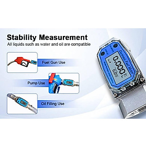 3 inch Turbine Flow Meter,Fuel Flow Meter with LCD Display,Flow Meter ±1% Accuracy for Measure Diesel Kerosene and Water Flows