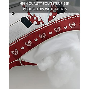 Recliner Head Pillow Ledge Loungers Chair Pillows with Insert Happy Mother's Day Cute Gnome Love Heart on Rustic Wooden Grain Lumbar Pillow with Adjustable Strap Patio Cushion for Bench Couch, 2 PCS