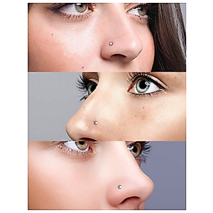 Vsnnsns G23 Titanium Nose Rings for Women 18G Bone L Shaped Nose Studs Screw Nose Rings CZ 2mm Titanium Nose Piercing Jewelry for Men 6Pcs