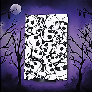 BelugaDesign PS5 Skulls Skin | Gothic Halloween Christmas Nightmare Vinyl Cover Wrap Sticker Full Set Console Controller | Compatible with Sony Playstation 5 (PS5 Regular Disc, White Black)