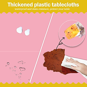 tujol Pink 6 Pack Plastic Table Cloth 54" x 108", Disposable Tablecloths Rectangle Table Cover, Plastic Table Cloths for Parties