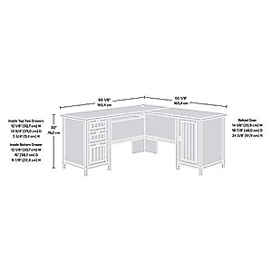 Sauder Costa L-Desk, L: 65.12" x W: 65.12" x H: 30.0", Coffee Oak Finish