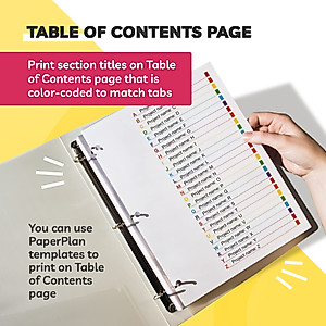 Alphabet Binder Dividers for 3 Ring Binder (3 Sets x 26 Tabs) Binder Tabs Dividers - 3 Ring Binder Dividers with Tabs - Tabs for Binders with Table of Contents Page - ABC A-Z Dividers // Paper Plan