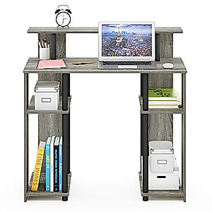 Furinno JAYA Simple Design Computer Writing Desk, French Oak Grey/Black