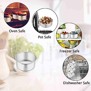 TeamFar 4 Inch Cake Pan, 4 Pcs Mini Cake Pan Round Tier Baking Cake Pans Set Stainless Steel, For Baking Steaming Serving, Healthy & Sturdy, Mirror Finish & Dishwasher Safe