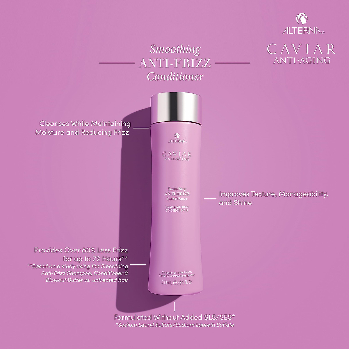 Alterna Haircare CAVIAR Anti-Aging Smoothing Anti-Frizz Conditioner 8.5 Fl Oz| For Medium, Thick Hair | Smooths Hair, Tames Frizz | Sulfate Free