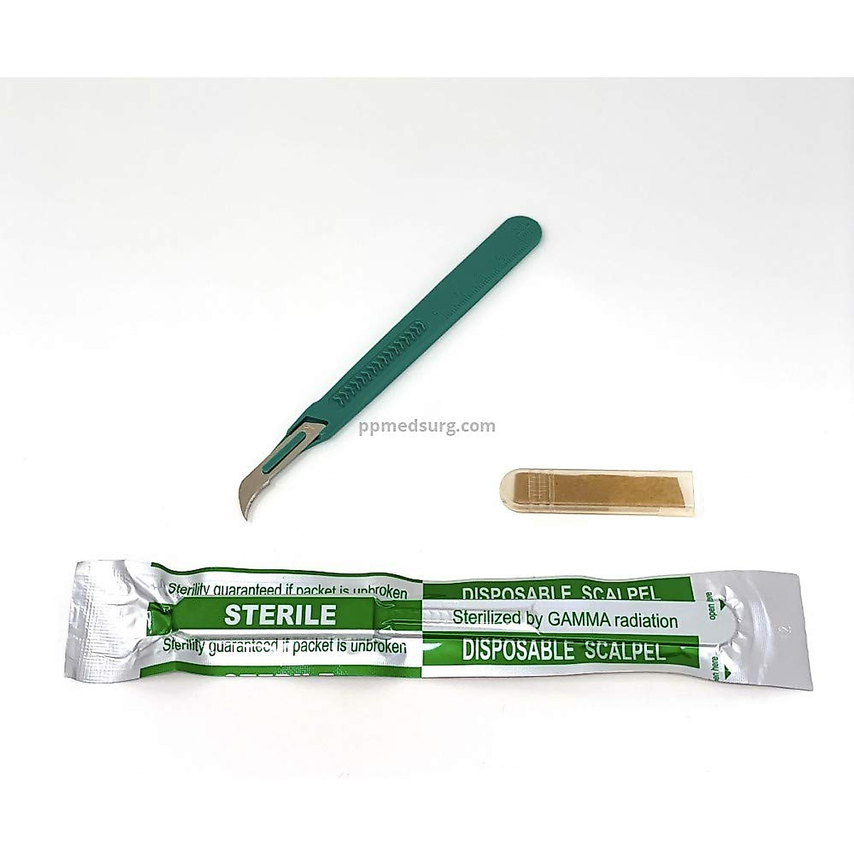 Disposable Scalpels Sterile Surgical Blade Size 12 Stainless Steel with Plastic Handle & Metric Line Individually Foil Wrapped Box of 10