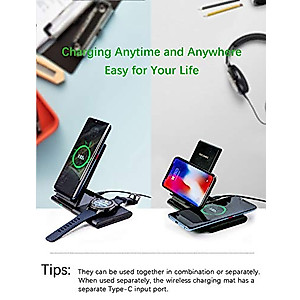 Wireless Charger, Fast Wireless Charging Stand, 2-in-1 Wireless Charging Station Dock for iPhone 14/13/12/11/Pro/Max/X/Xs/XR/AirPods2, Samsung Galaxy Note/Watch/Buds