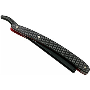 BÖKER Barbarette Carbon Fiber Straight Razor, Black and Red